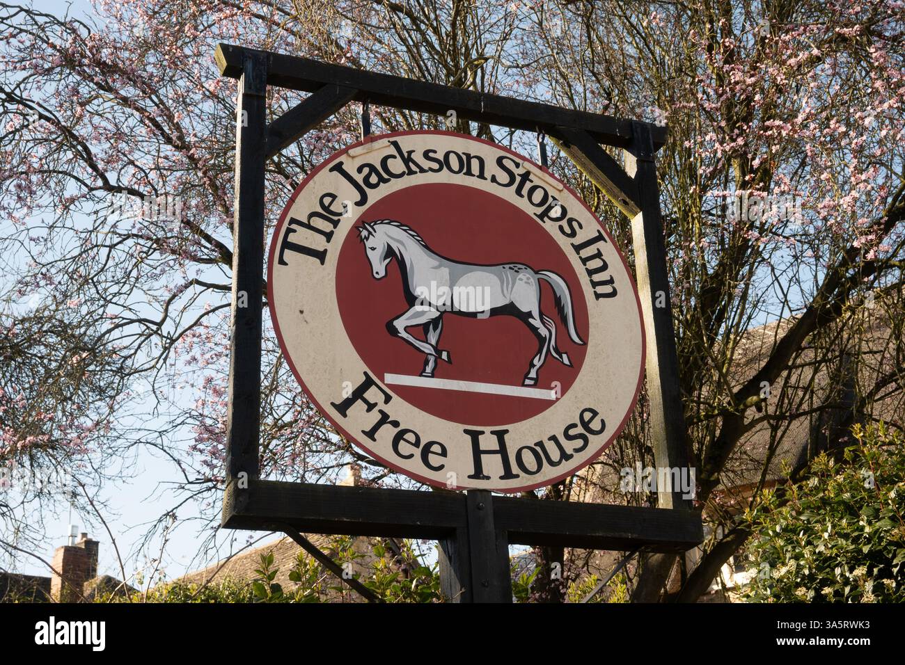 The Jackson Stops Inn sign, Stretton, Rutland, England, UK Stock Photo ...