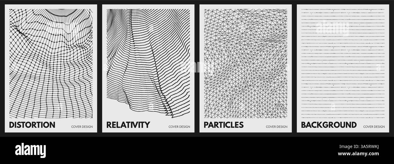 Cover design template. Background with dynamic particles. Grid. Spread ...