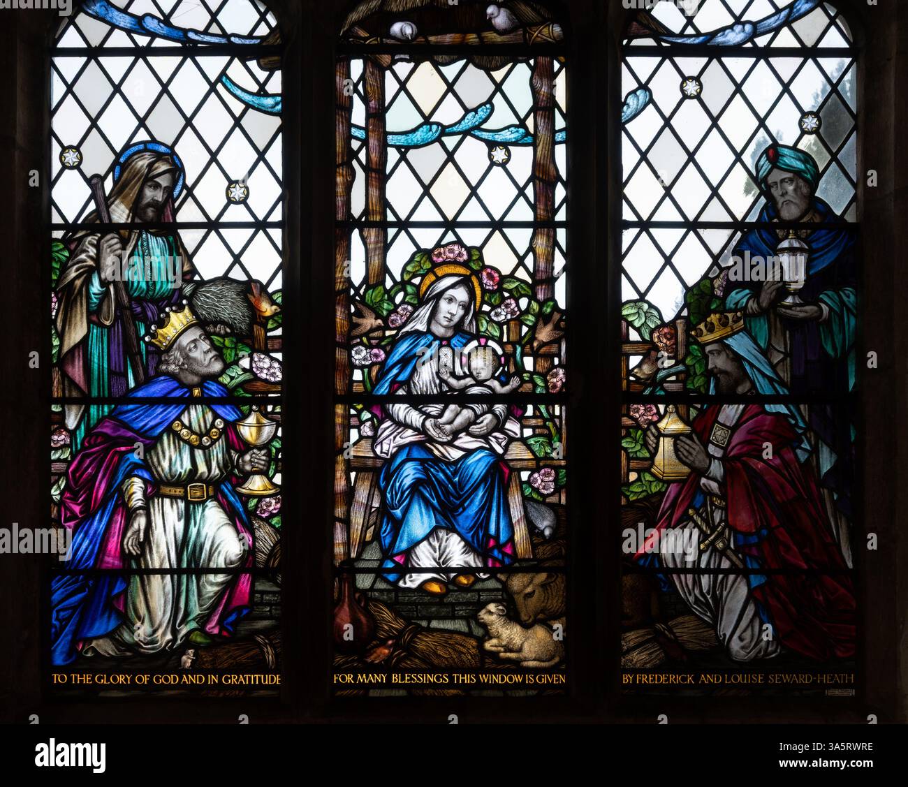 Epiphany stained glass, St. Mary`s Church, Greetham, Rutland, England ...