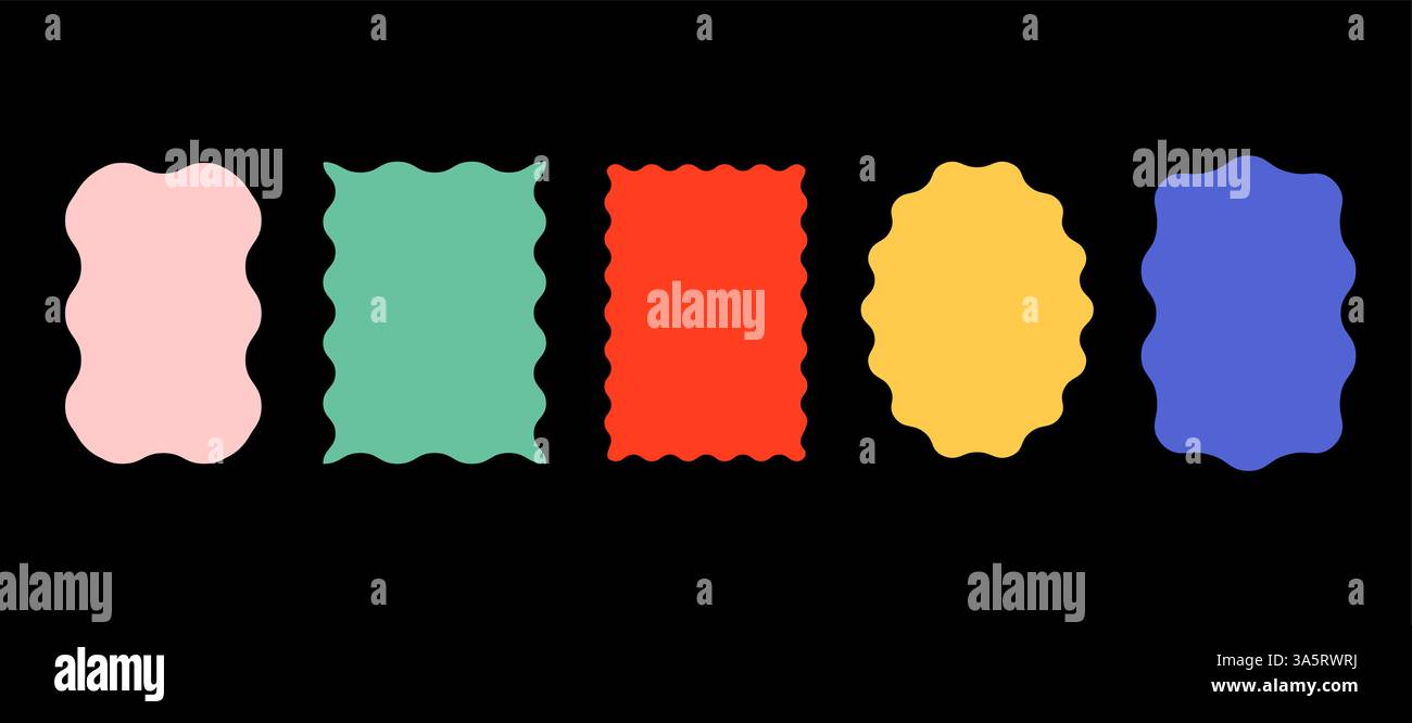 Wavy Scalloped Rectangular and Oval Frames Collection Stock Vector ...