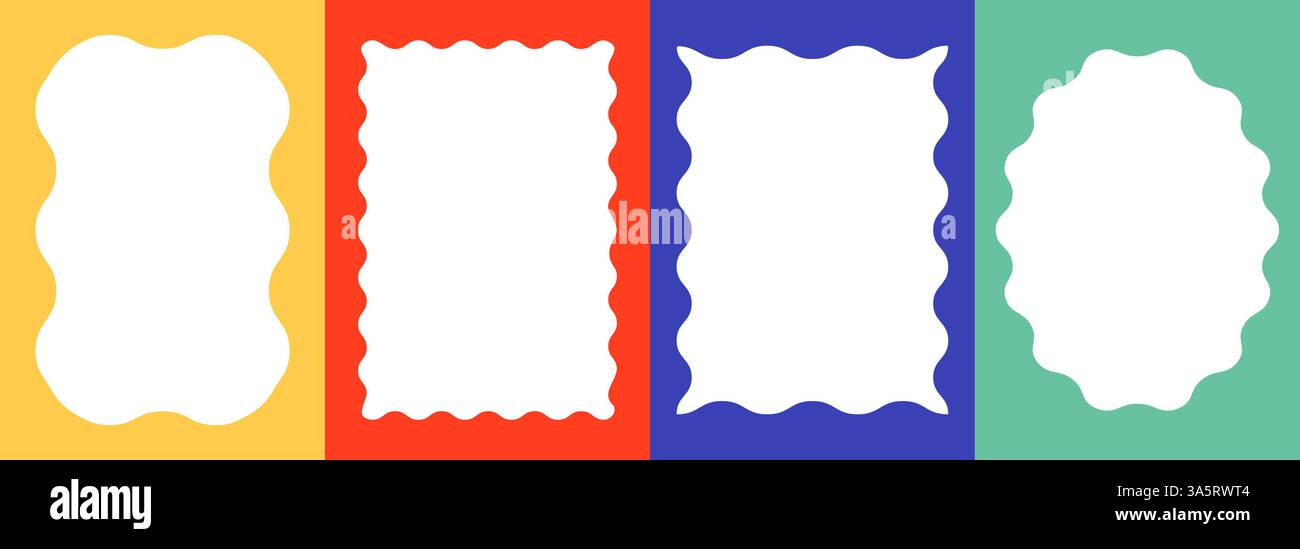 Wavy Scalloped Rectangular and Oval Frames Collection Stock Vector Image & Art - Alamy