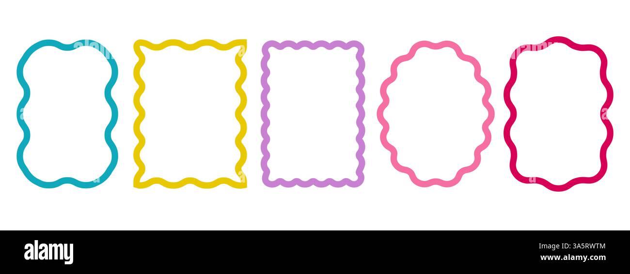 Wavy Scalloped Rectangular and Oval Frames Collection Stock Vector Image & Art - Alamy