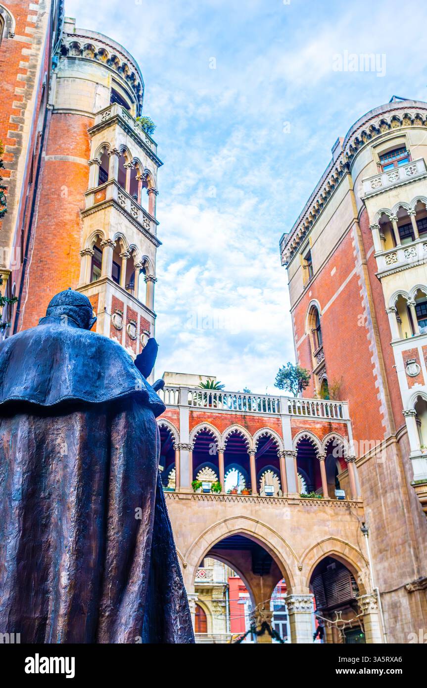 The statue of Pope John XXIII in the garden of the Church of St Anthony ...