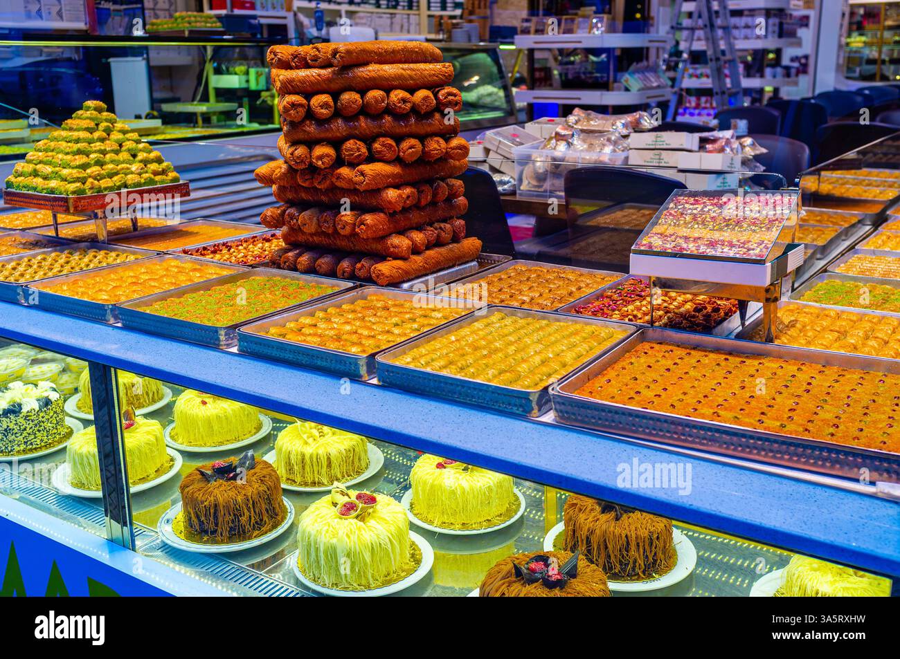 ISTANBUL, TURKEY - JANUARY 13, 2015: Middle Eastern sweets—baklava ...