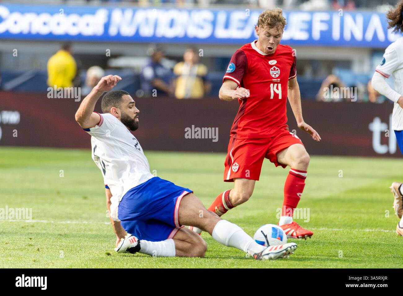 United States’ Cam Carter-Vickers #2 and Canada’s Jacob Shaffelburg #14 ...