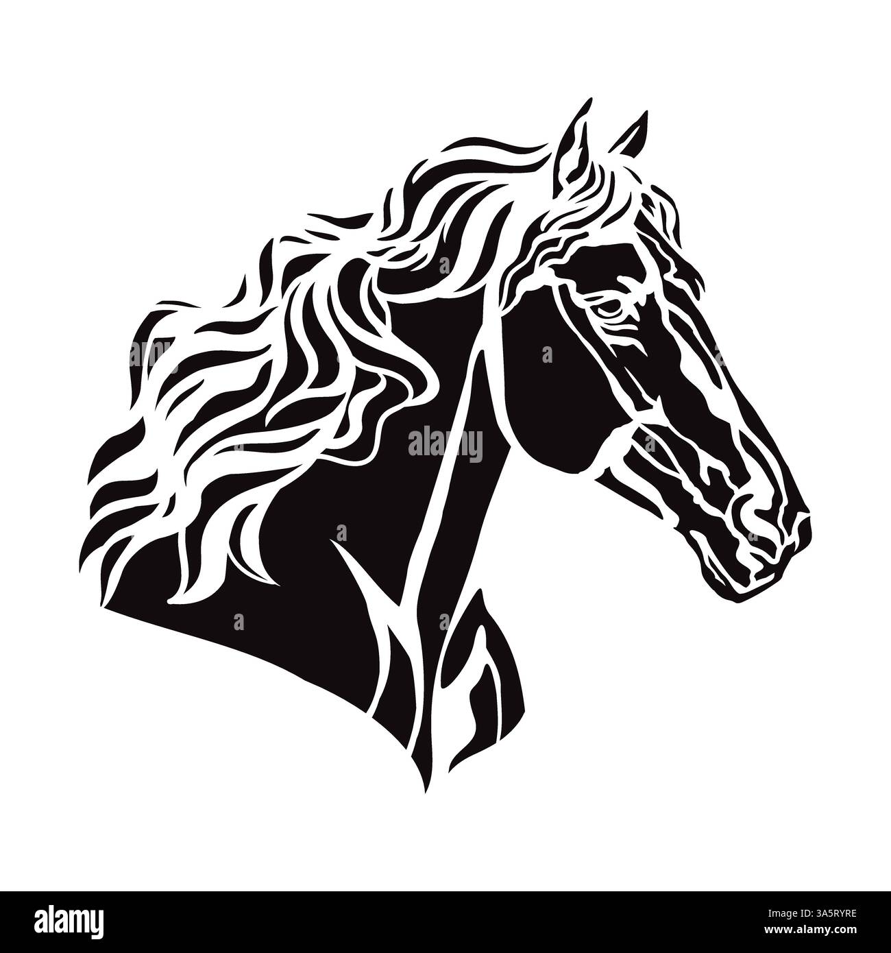 Abstract silhouette of horse portrait stencil vector Stock Vector Image ...