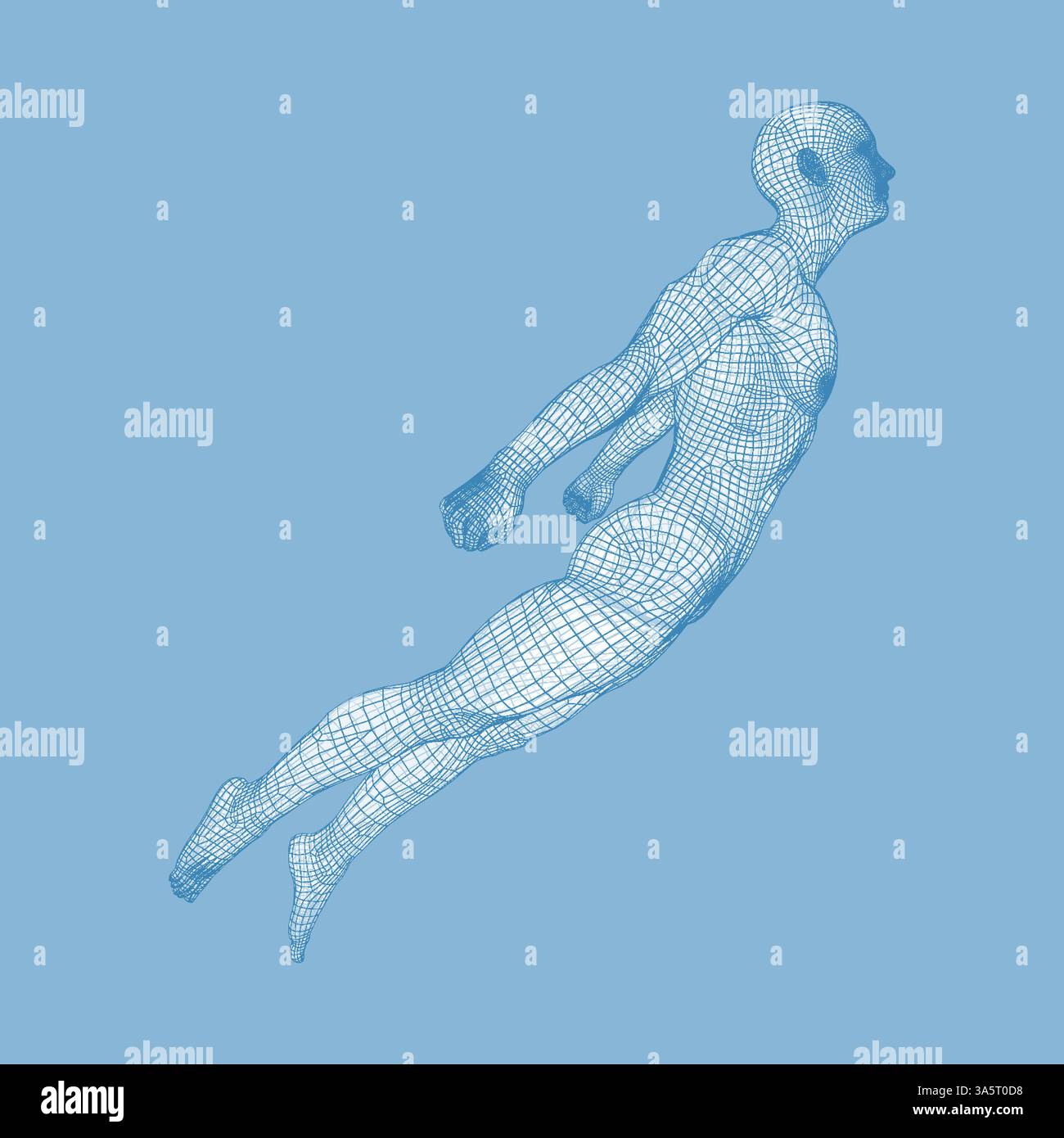Hovering in Air. Man Floating in the Air. 3D Model of Man. Human Body ...