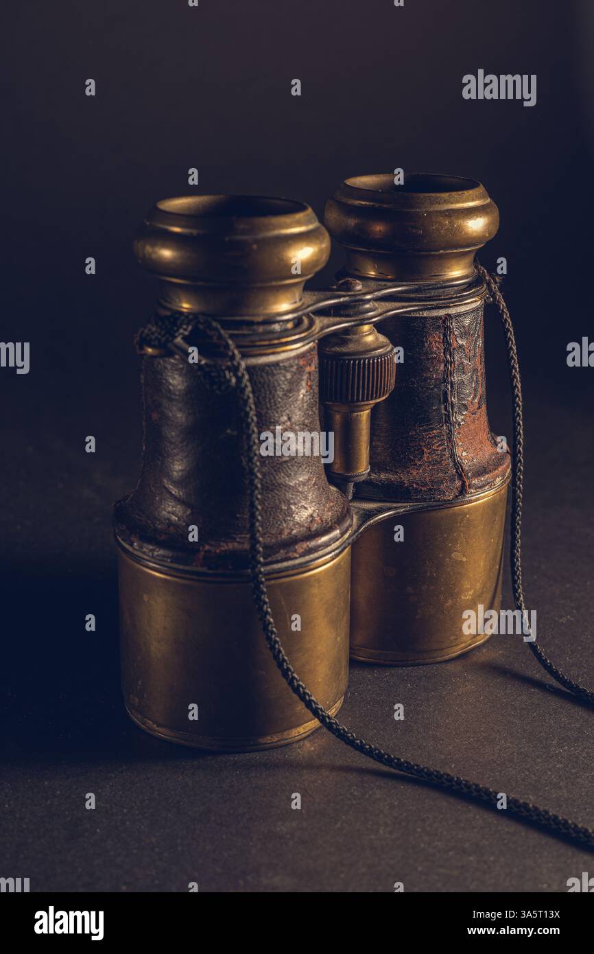 Antique leather-wrapped observation tool for explorers Stock Photo - Alamy