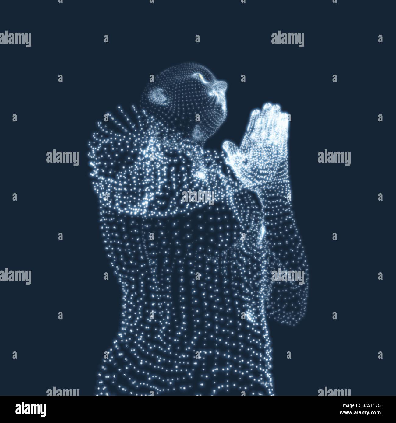 3D Model of Man. Man who prays. Concept for Religion, Worship, Love and ...