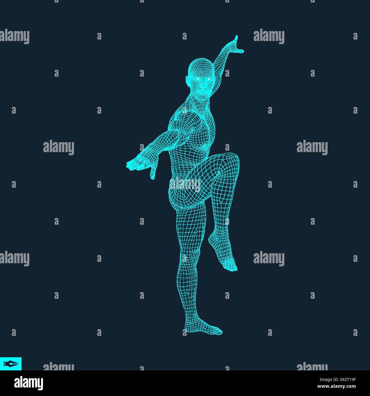 Man Doing Yoga Workout. 3D Model of Man. Healthy lifestyle. Training ...