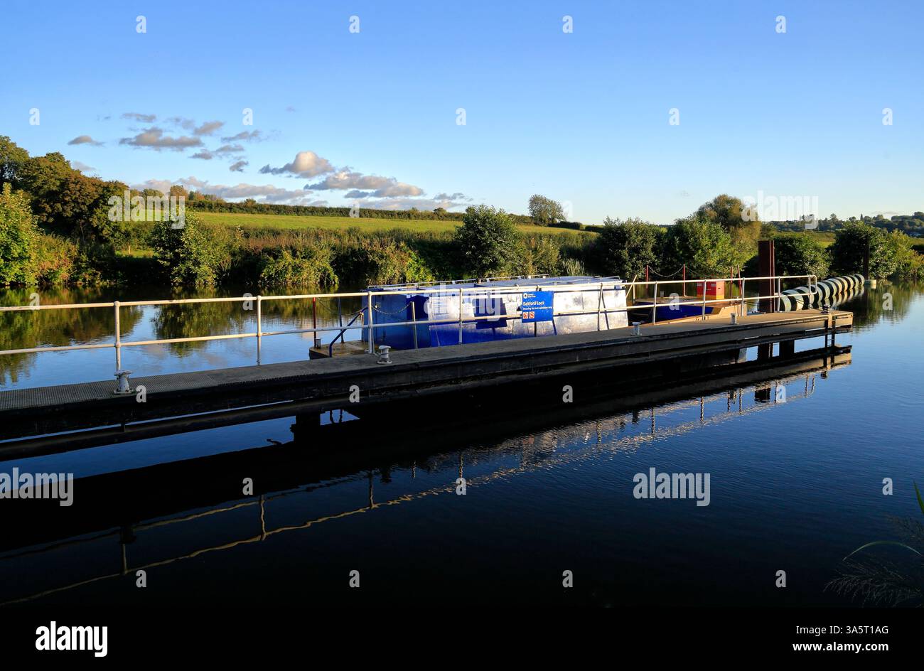 Maintenance barge on the |River Avon at Saltford, near Bristol, South ...