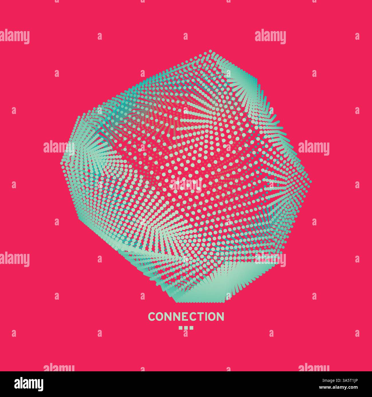 Wireframe Object With Lines And Dots Abstract 3d Connection Structure