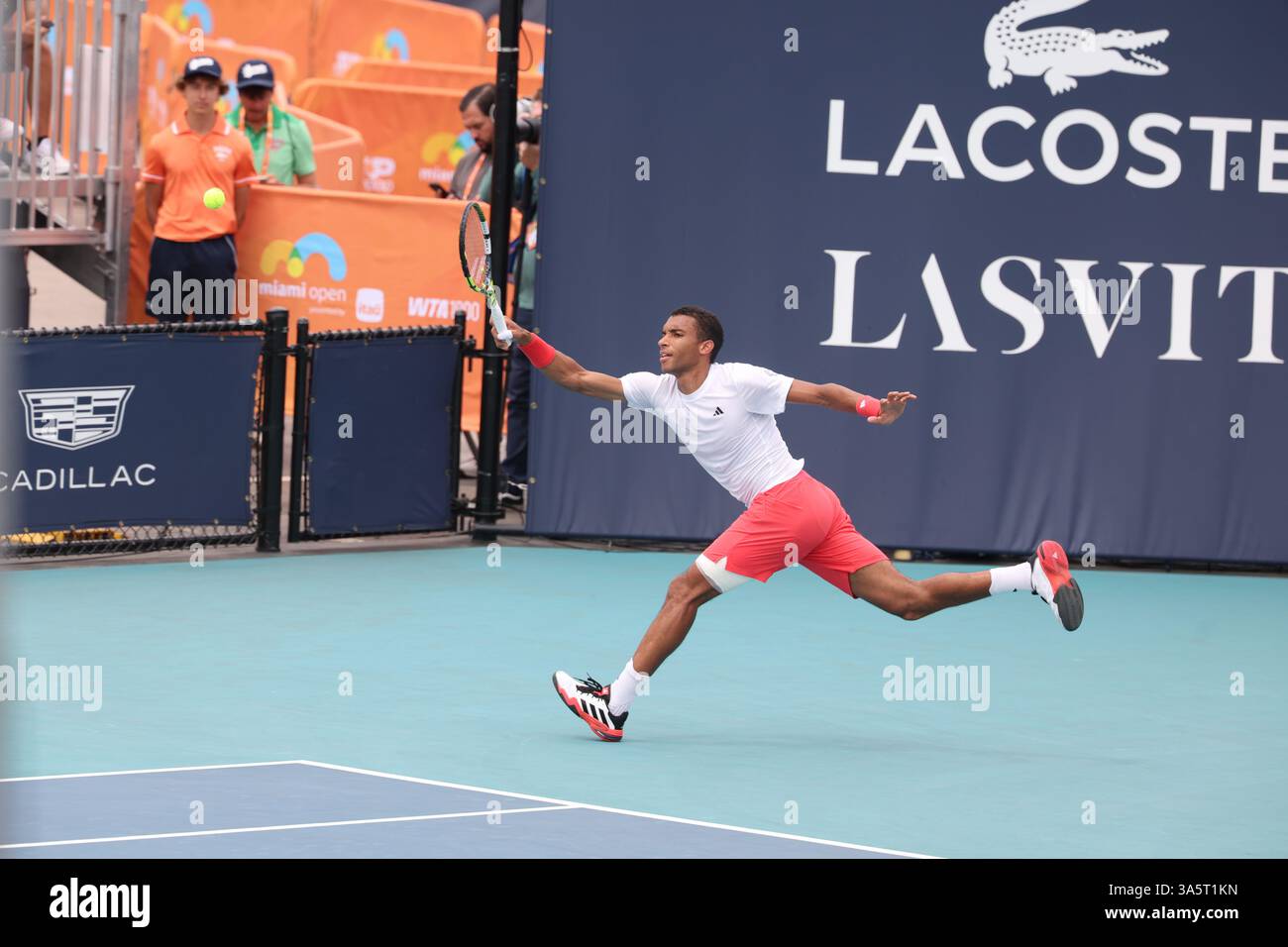 MIAMI GARDENS, FLORIDA - MARCH 23: Felix Auger Aliassime during Day 6 of the Miami Open at Hard ...