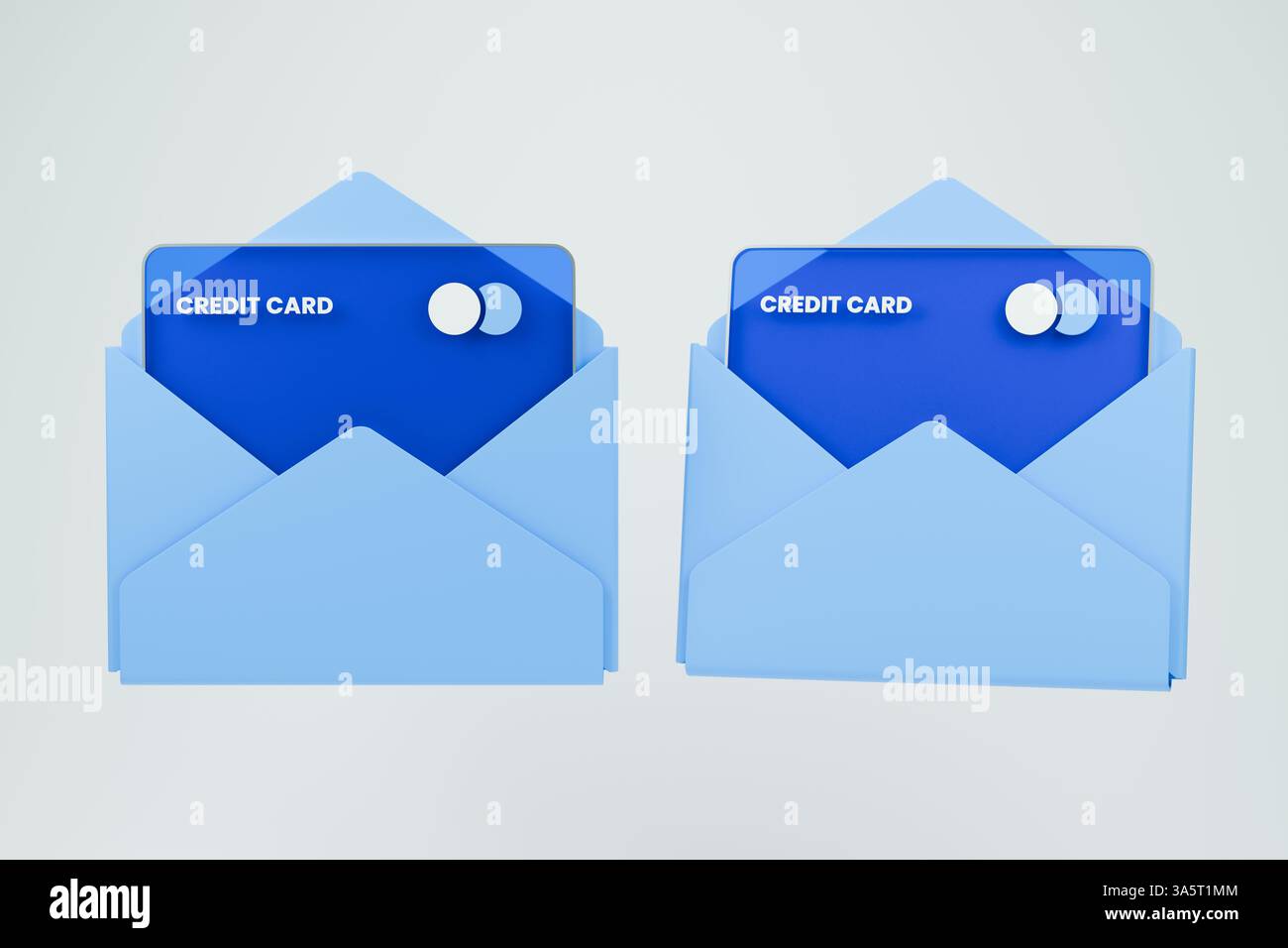 A 3D-rendered icon of credit card displayed on a envelope Stock Photo ...
