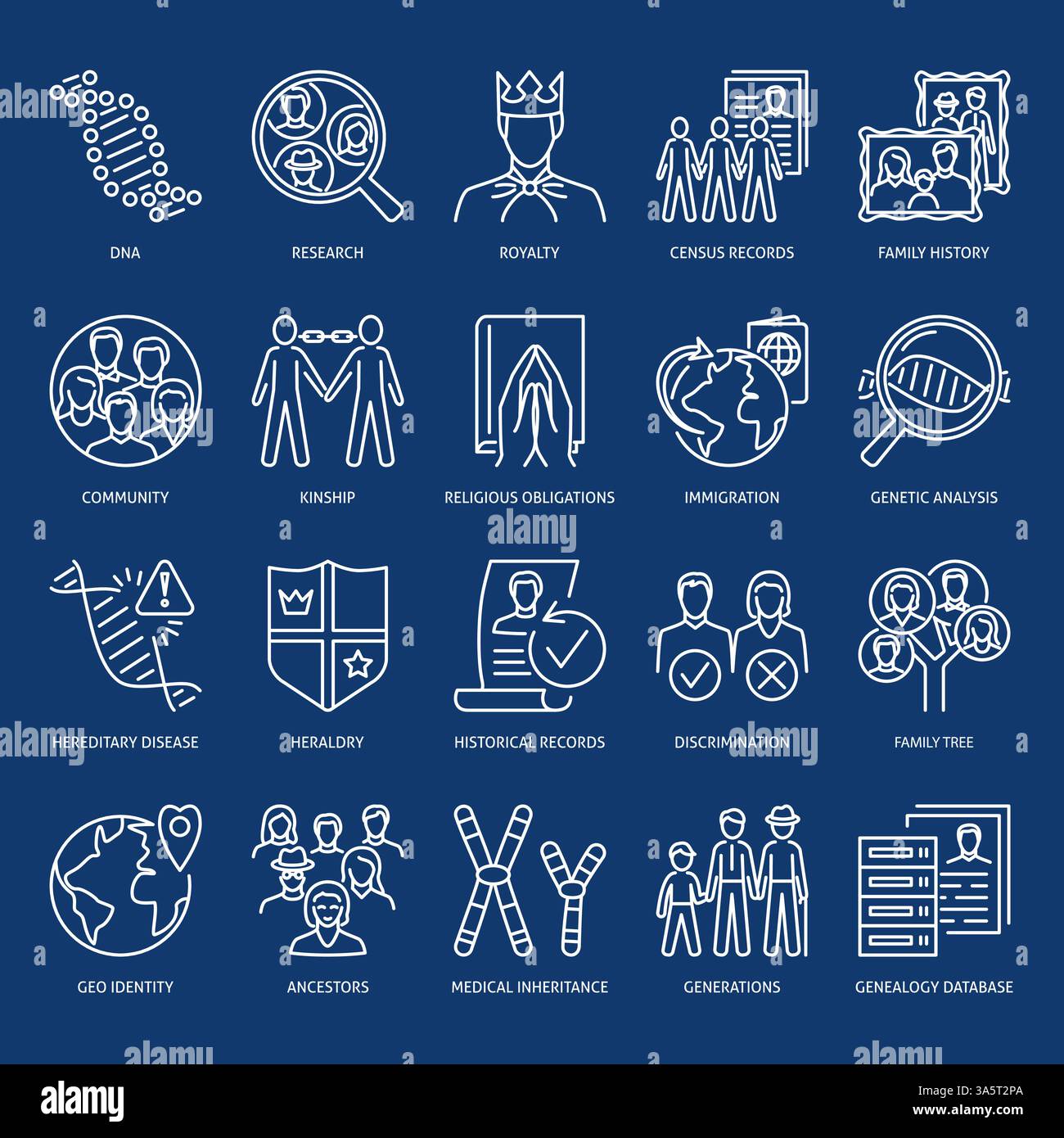 Ancestry and genetics line icon set. Vector illustration Stock Vector ...