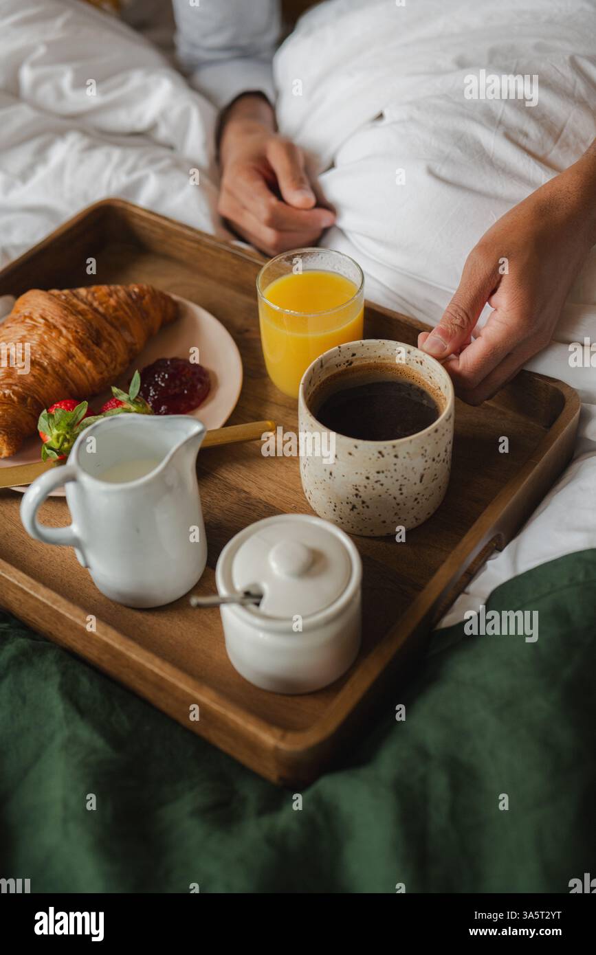 Cozy Breakfast in Bed – A Perfect Morning Moment Stock Photo - Alamy