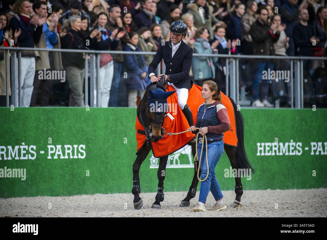 Simon DELESTRE (FRA) riding CAYMAN JOLLY JUMPER during the Saut Hermes 2025, Jumping ...