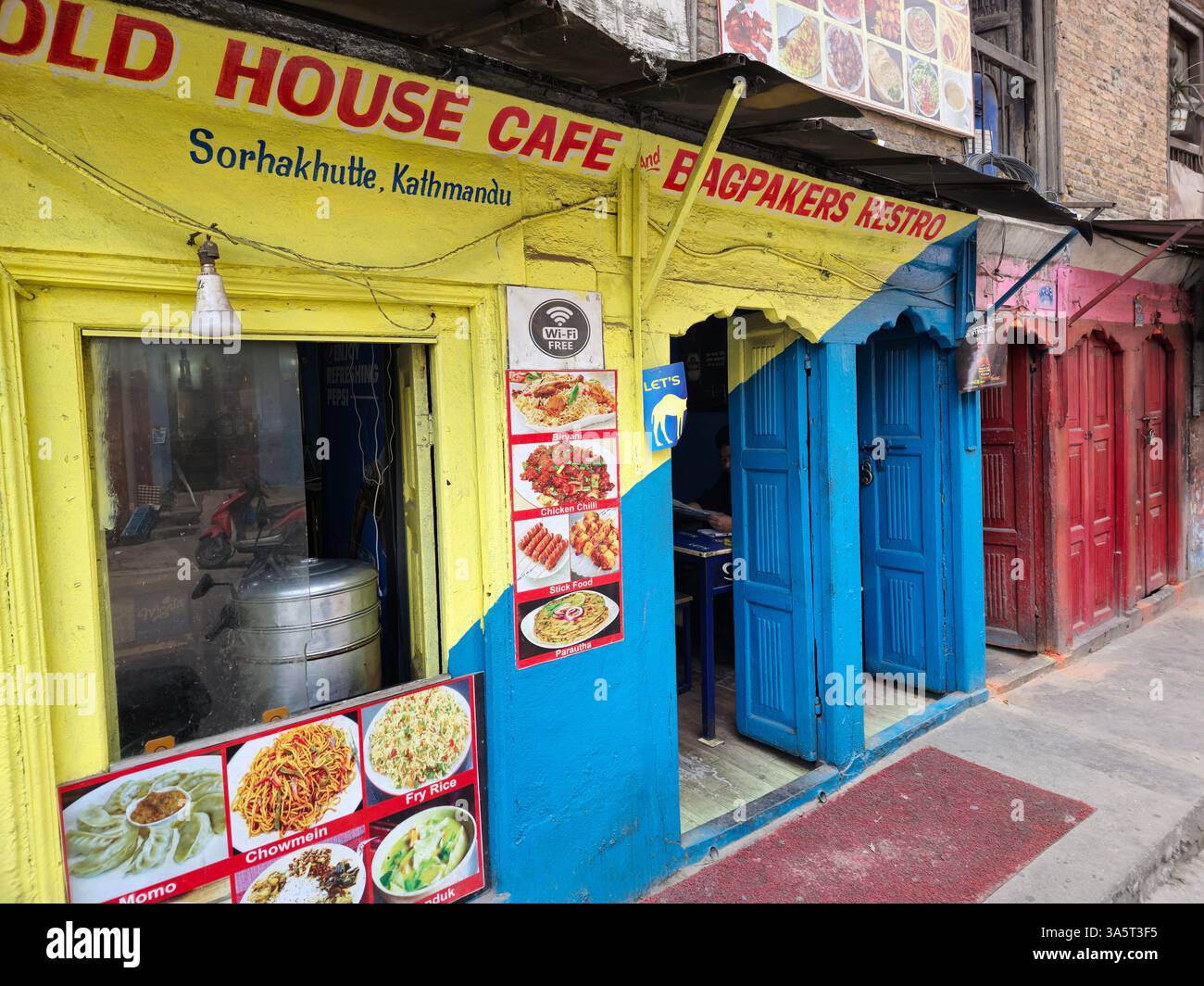The Old House Cafe in the Thamel area in Kathmandu, Nepal Stock Photo ...