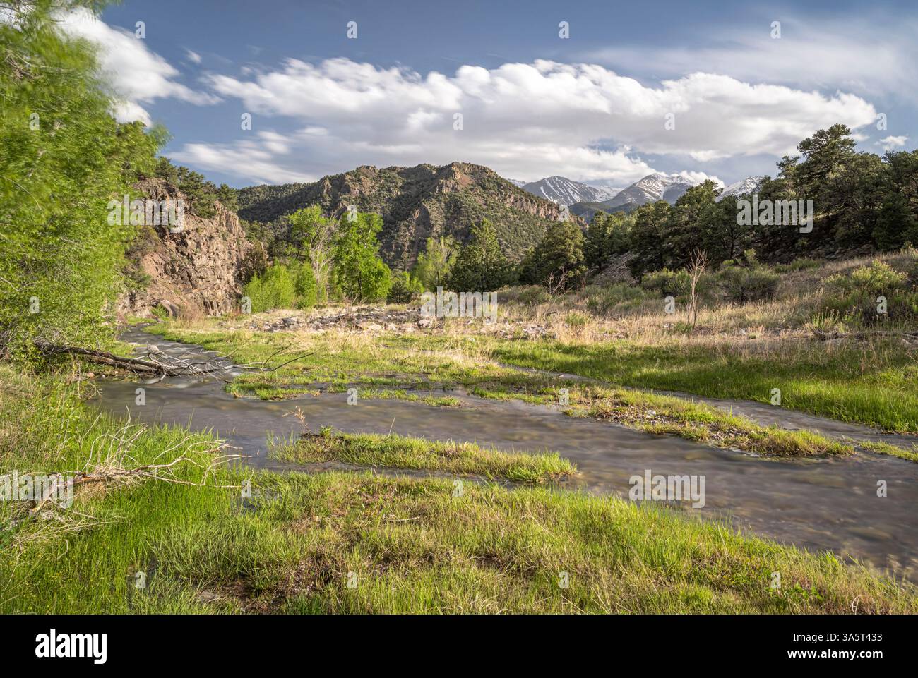 Colorado landscape with a creek and mountains Stock Photo - Alamy