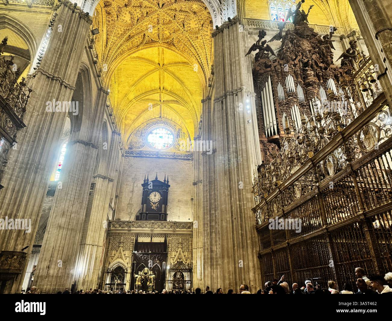 Seville, Spain - November 05, 2023: Ornate soaring interior of Seville ...