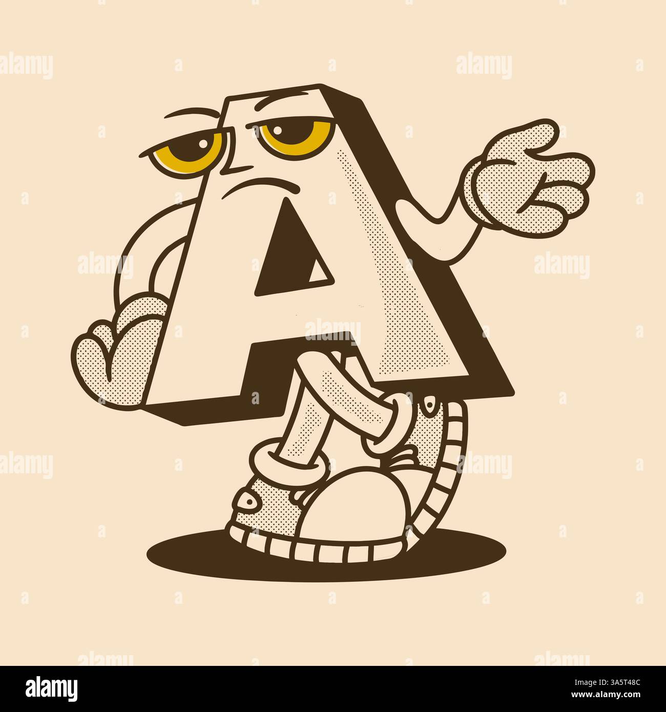 Retro A letter mascot character with disappointed pose Stock Vector ...