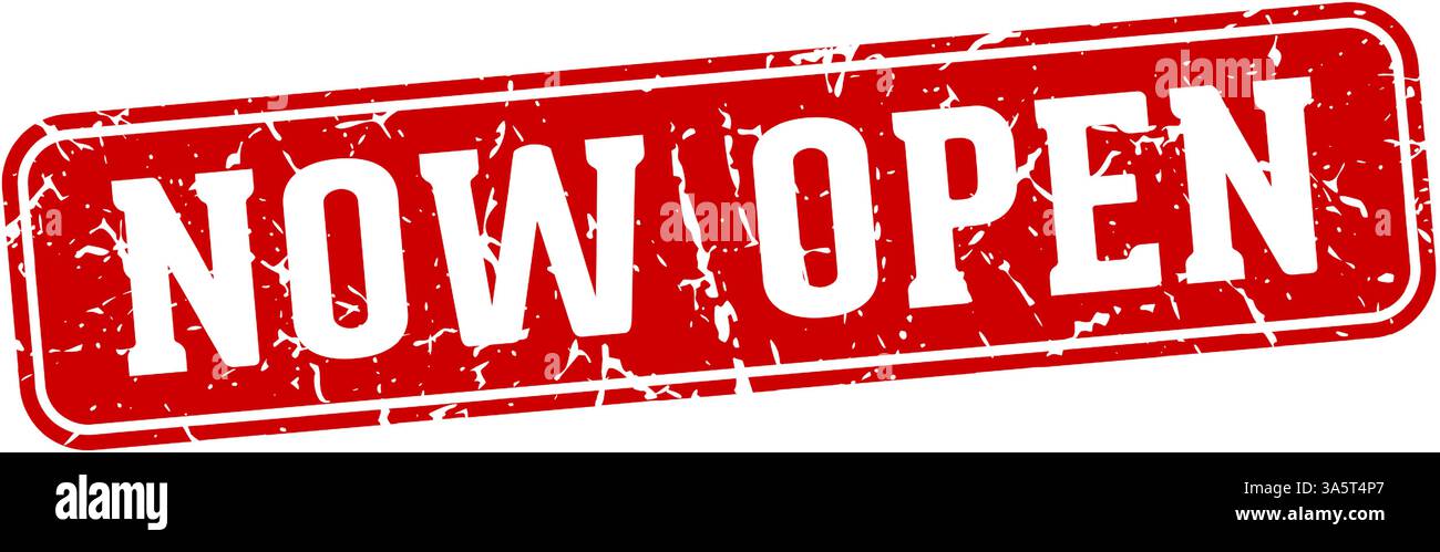 now open stamp. now open rectangular sign isolated on transparent ...