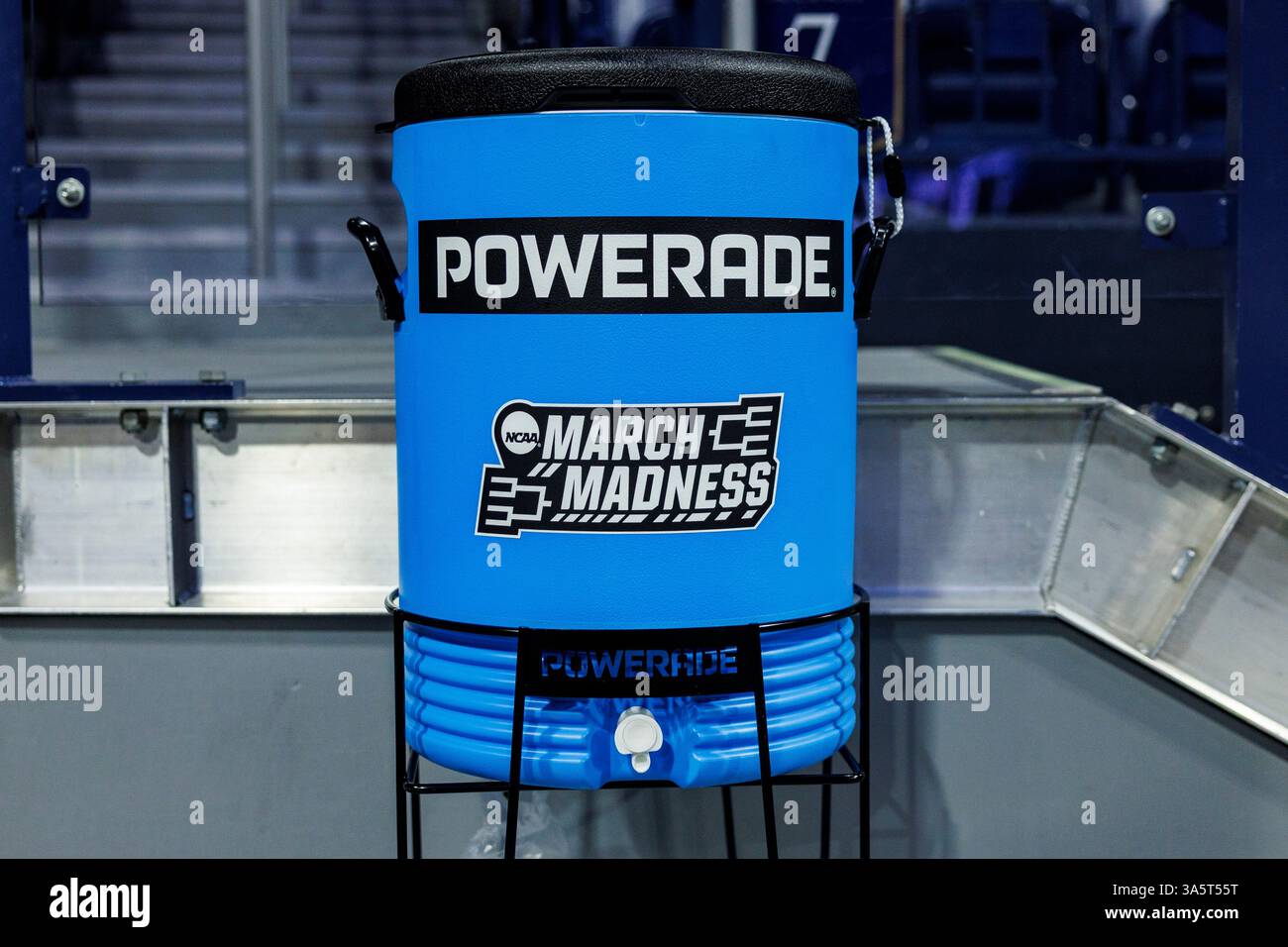 March Madness logo and Powerade cooler signage prior to second round of ...
