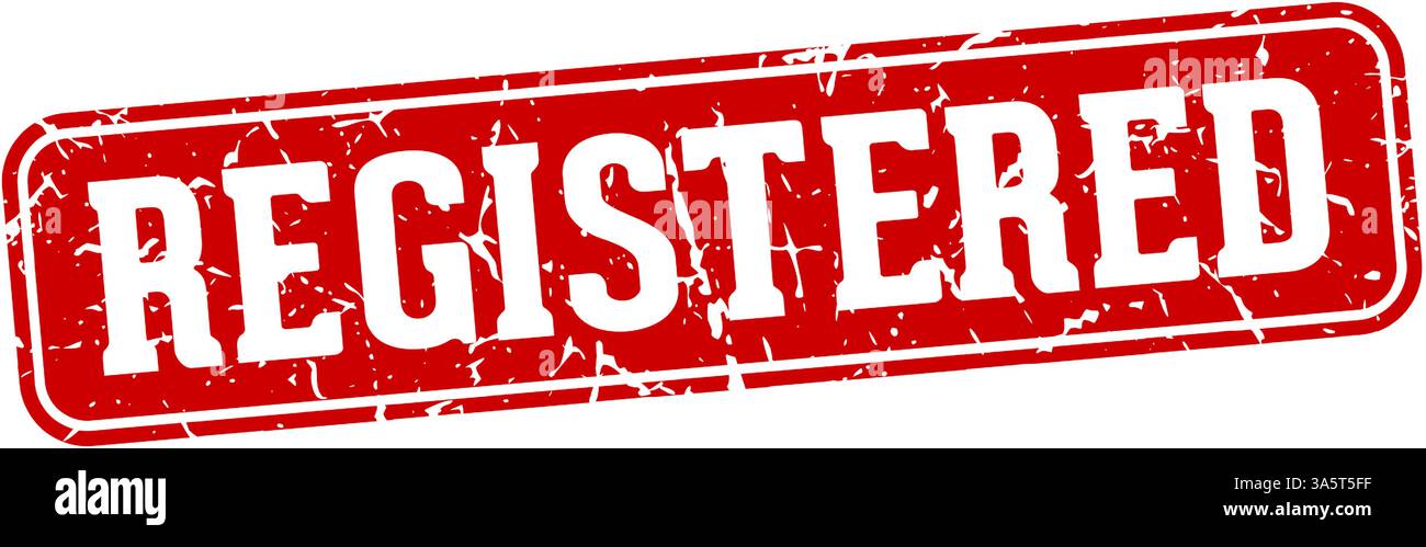 registered stamp. registered rectangular sign isolated on transparent ...