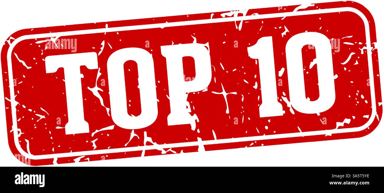 top 10 stamp. top 10 rectangular sign isolated on transparent ...
