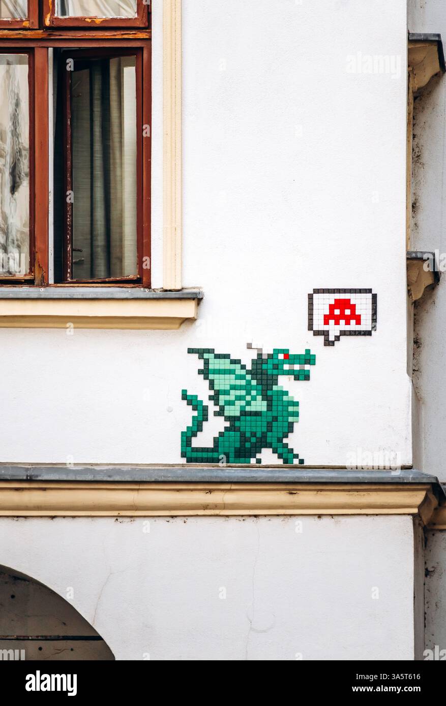 Ljubljana, Slovenia - August 15, 2025: Street art by Space Invader in ...