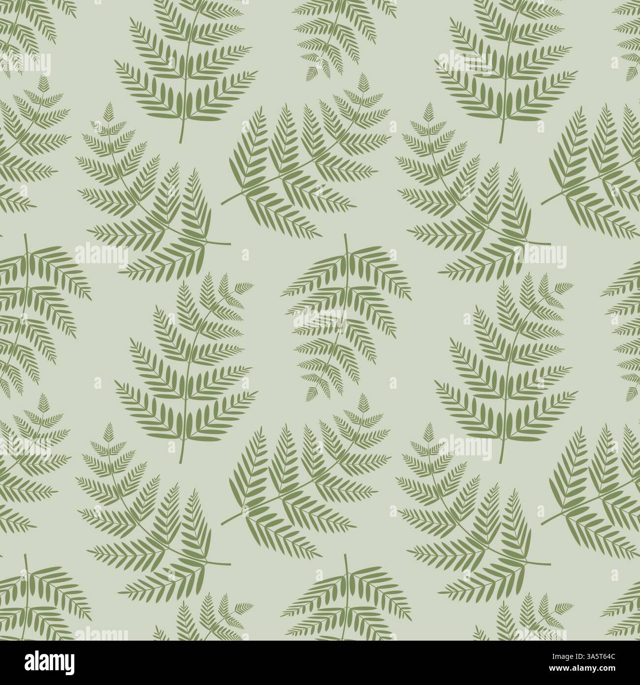 Pattern with ferns leaves , in green pastel color. Vector illustration Stock Vector Image & Art ...