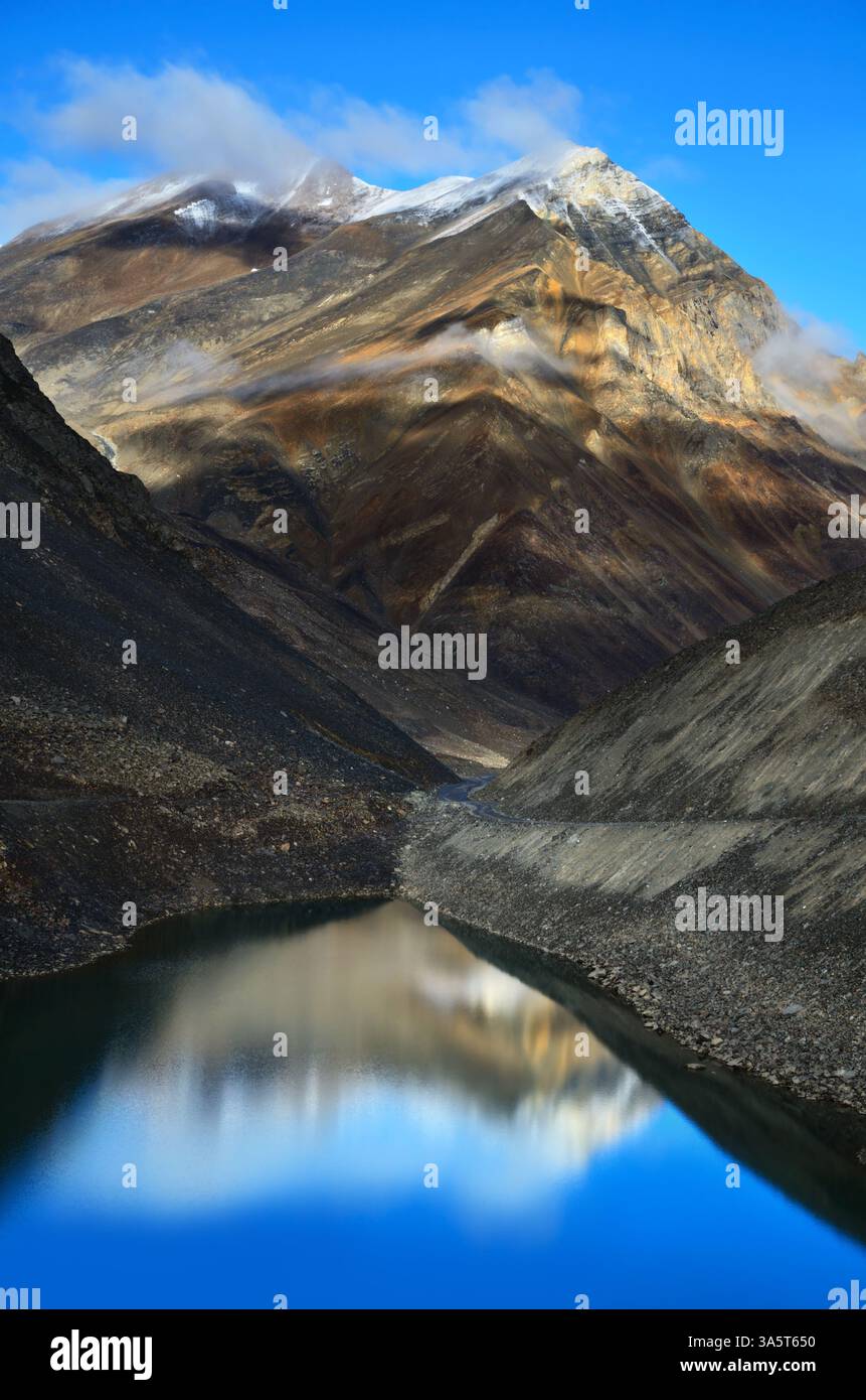 Lake on Baralacha la pass, 4892 m, high altitude Manali-Leh Highway in ...