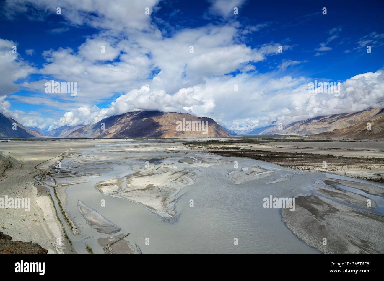 Confluence of Shyok and Nubra rivers in Nubra valley in Ladakh in ...