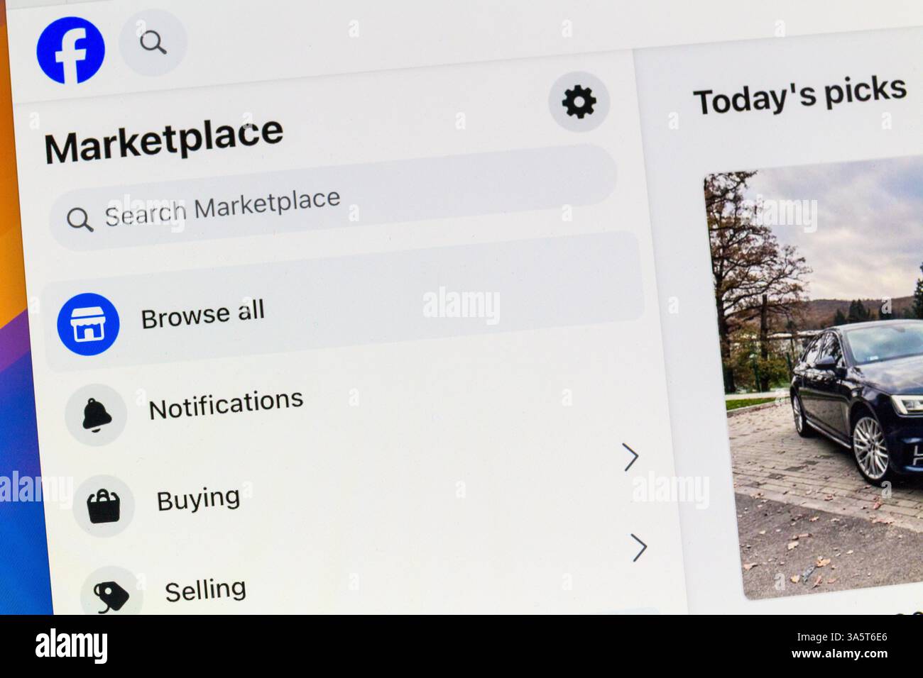 Facebook Marketplace logo and menubar on computer screen Stock Photo ...