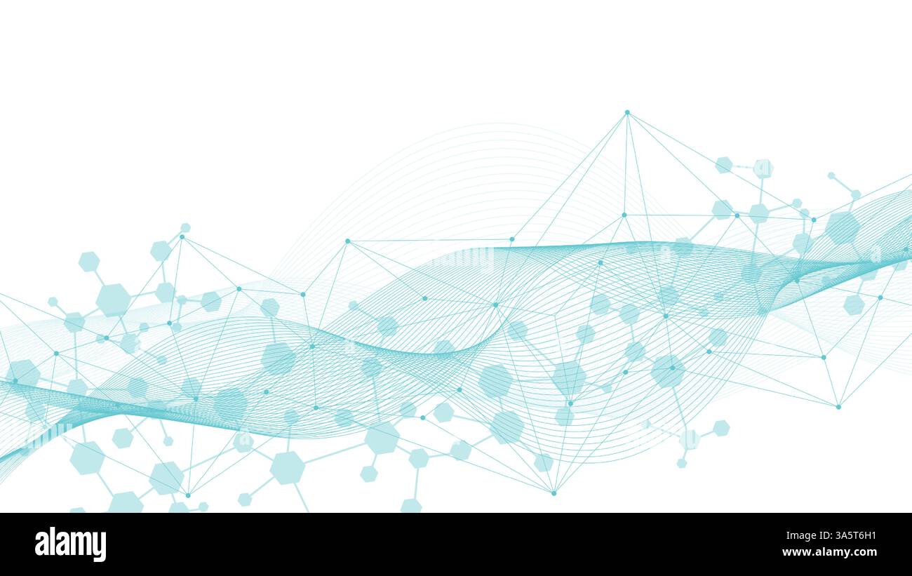 Modern health care abstract background with lines, dots and hexagons ...