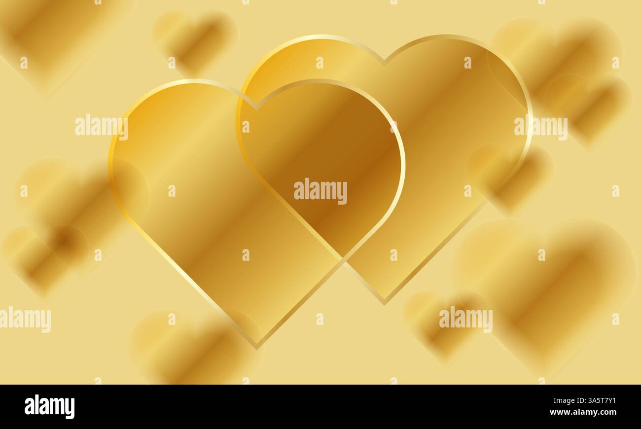 Golden hearts overlapping blurred,love concept,Creative for cover ...