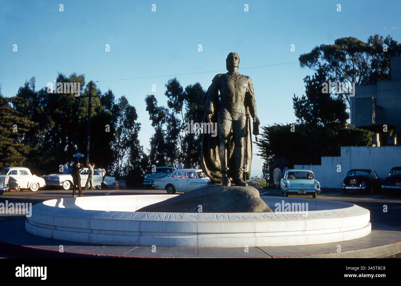 Newly installed statue of Christopher Columbus, Pioneer Park, San ...