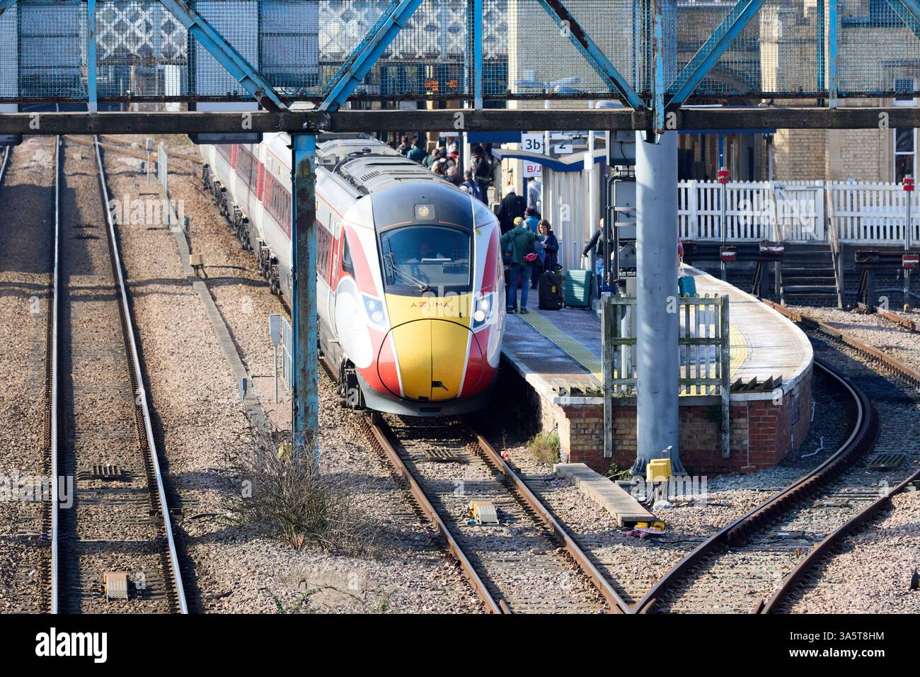 A view of Lincoln Railway Station captured from a bridge overlooking ...