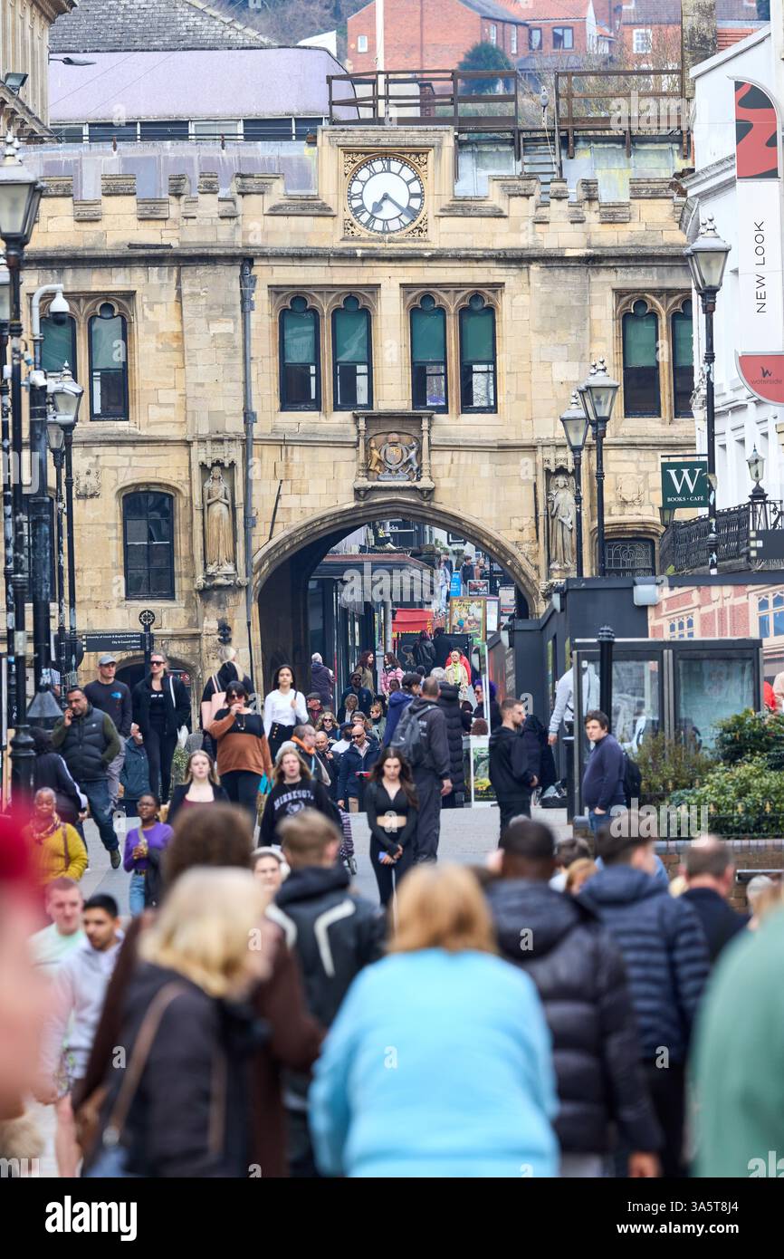 A lively scene on Lincoln High Street in England, featuring the ...
