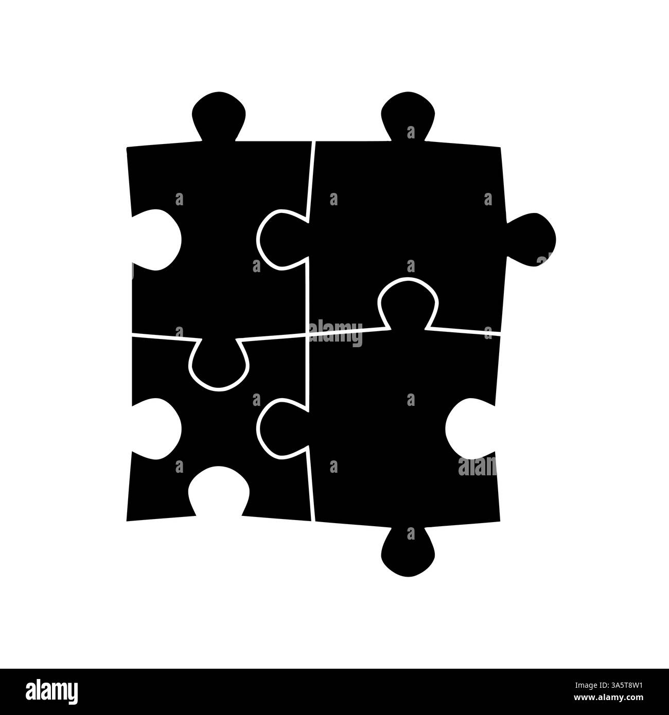 Puzzle pieces connected together - vector isolated object set. Four ...