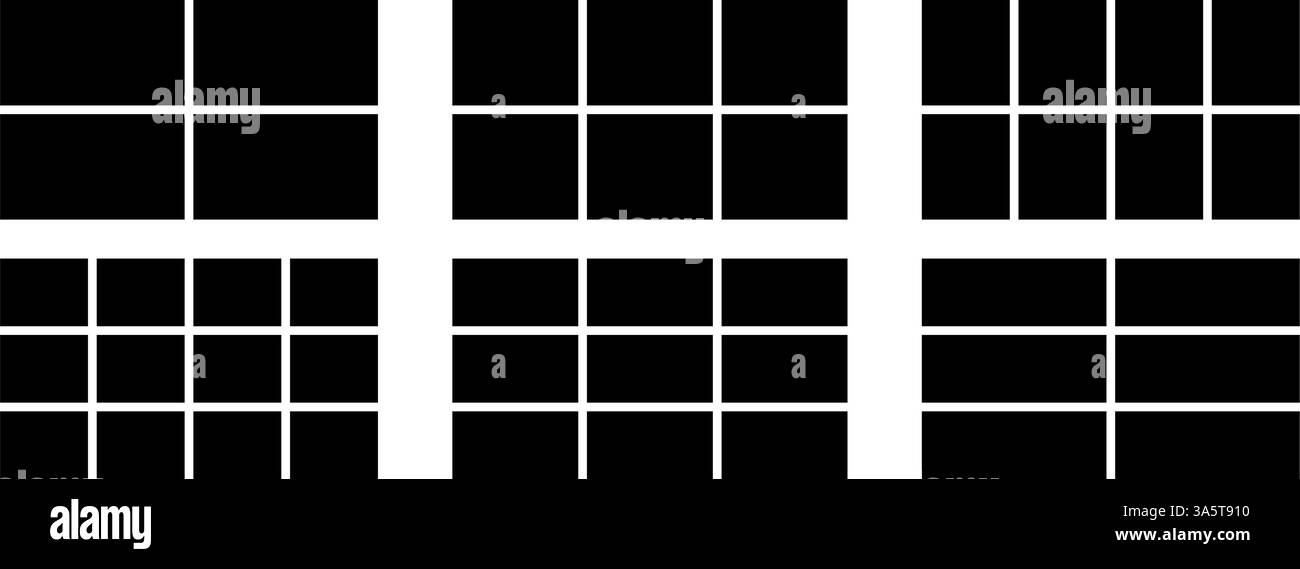 Set of rectangle shapes divided into equal parts isolated on white ...