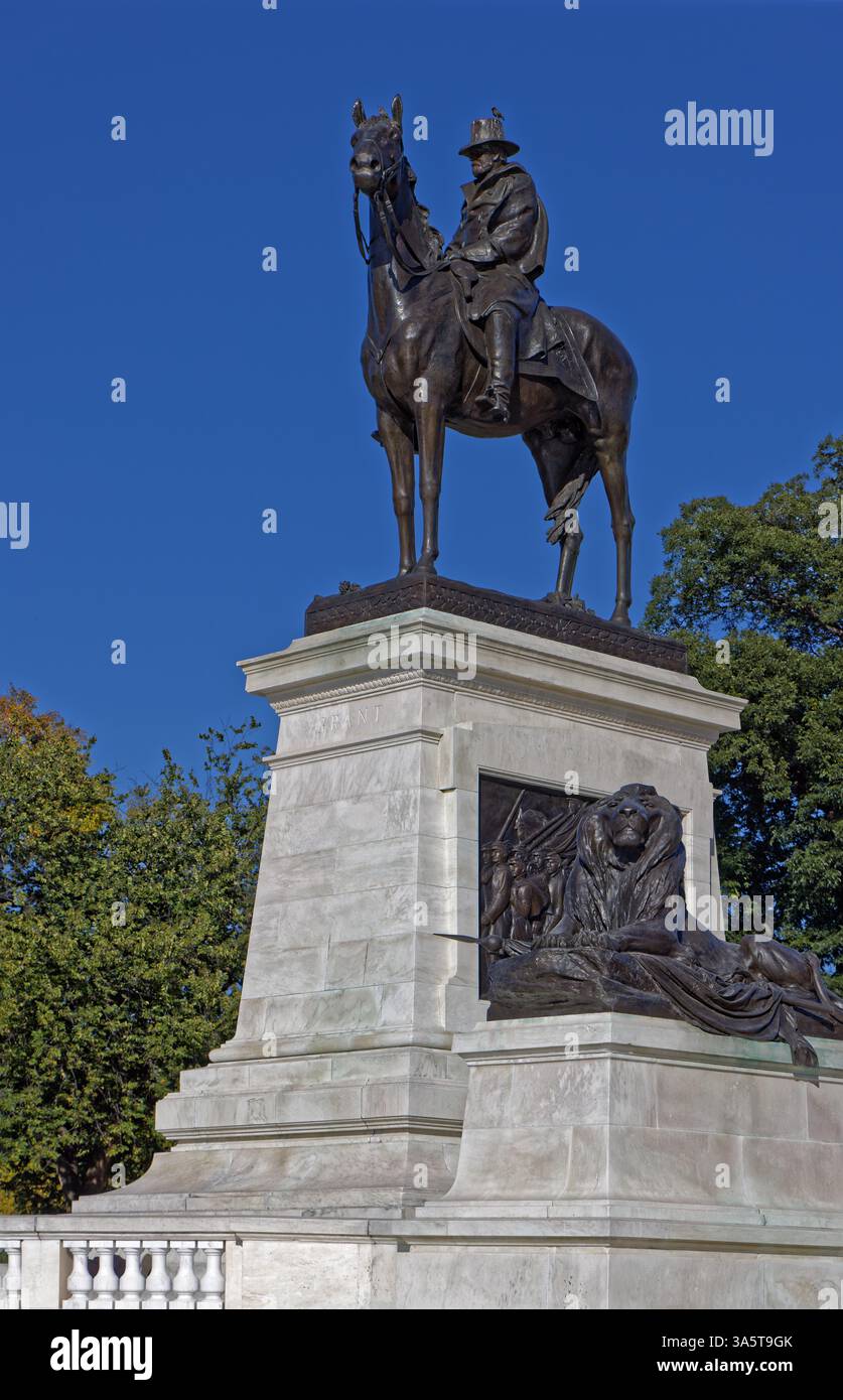 Bronze statue of General Ulysses S. Grant on horseback, centerpiece of ...