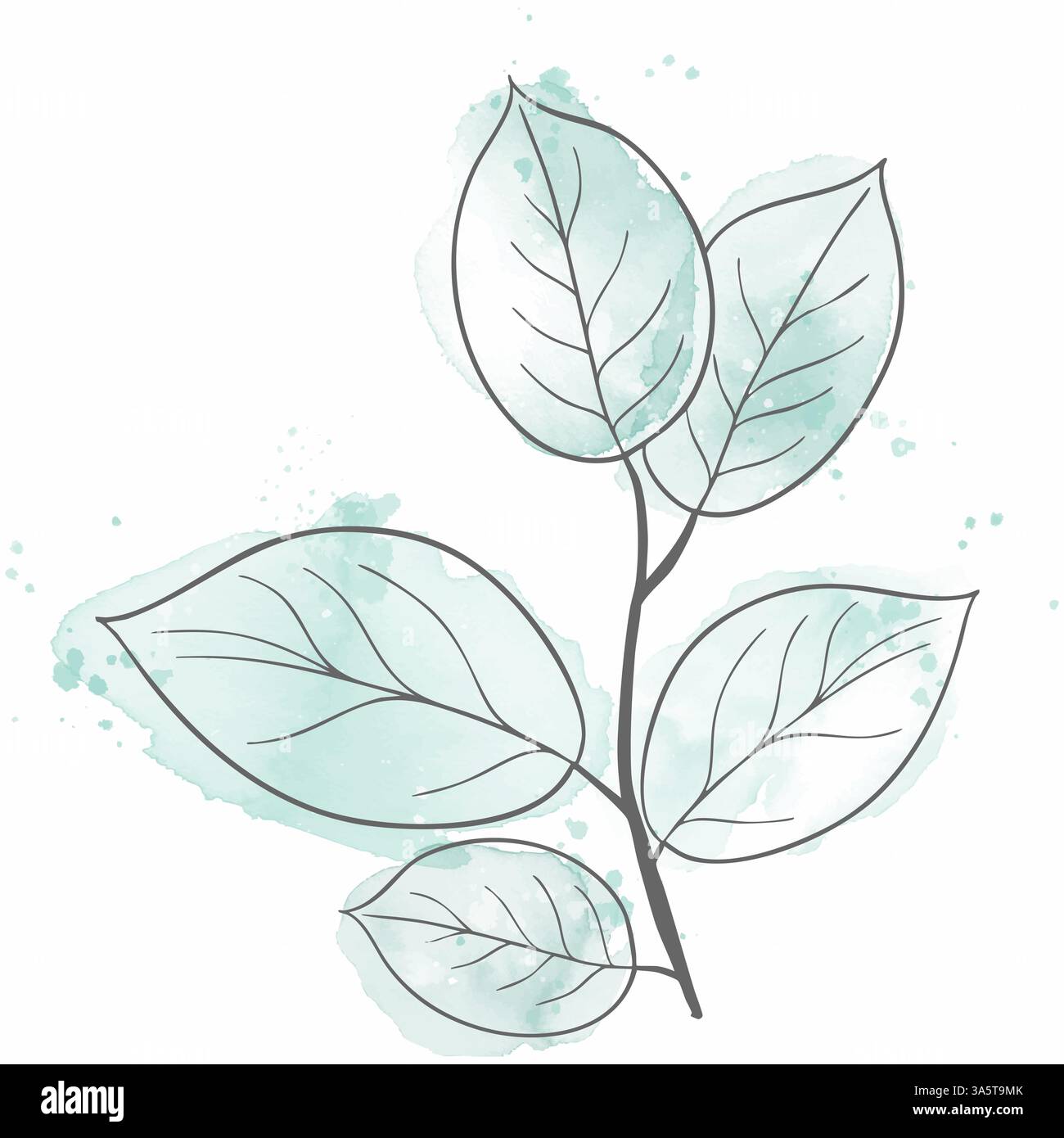 Hand painted watercolour background of minimal leaves design Stock ...