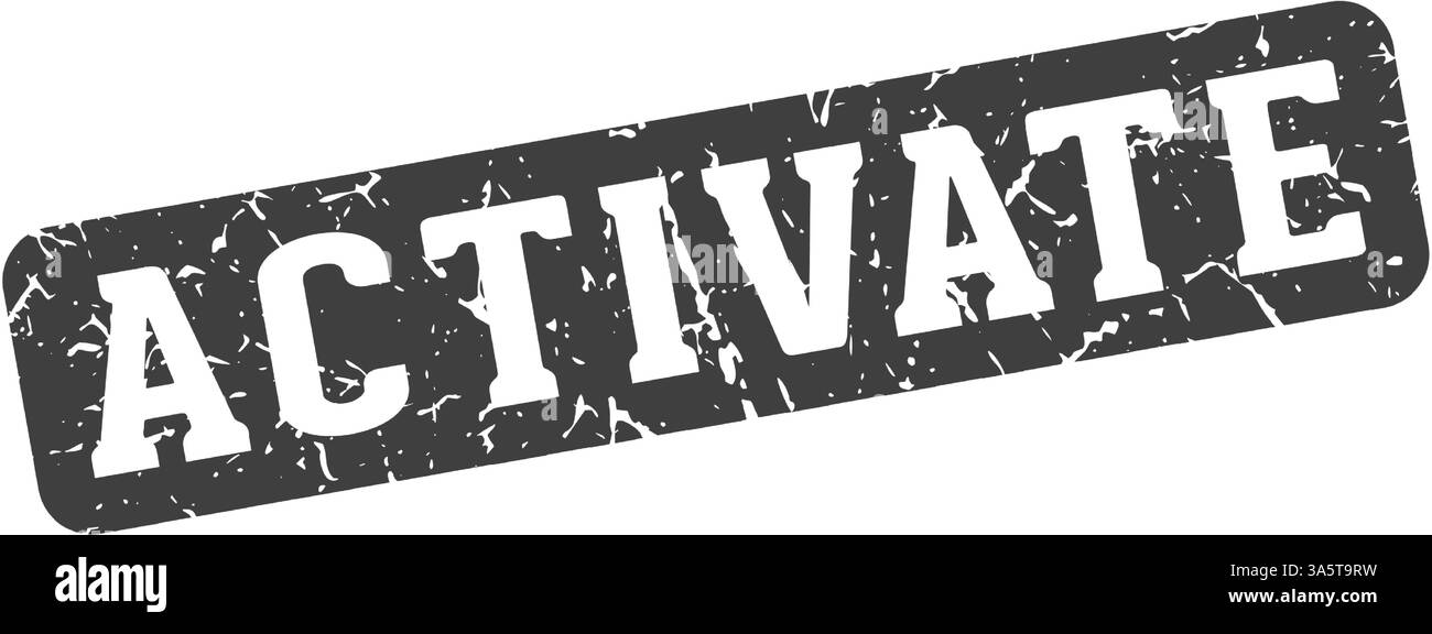 activate stamp. activate rectangular sign isolated on transparent ...