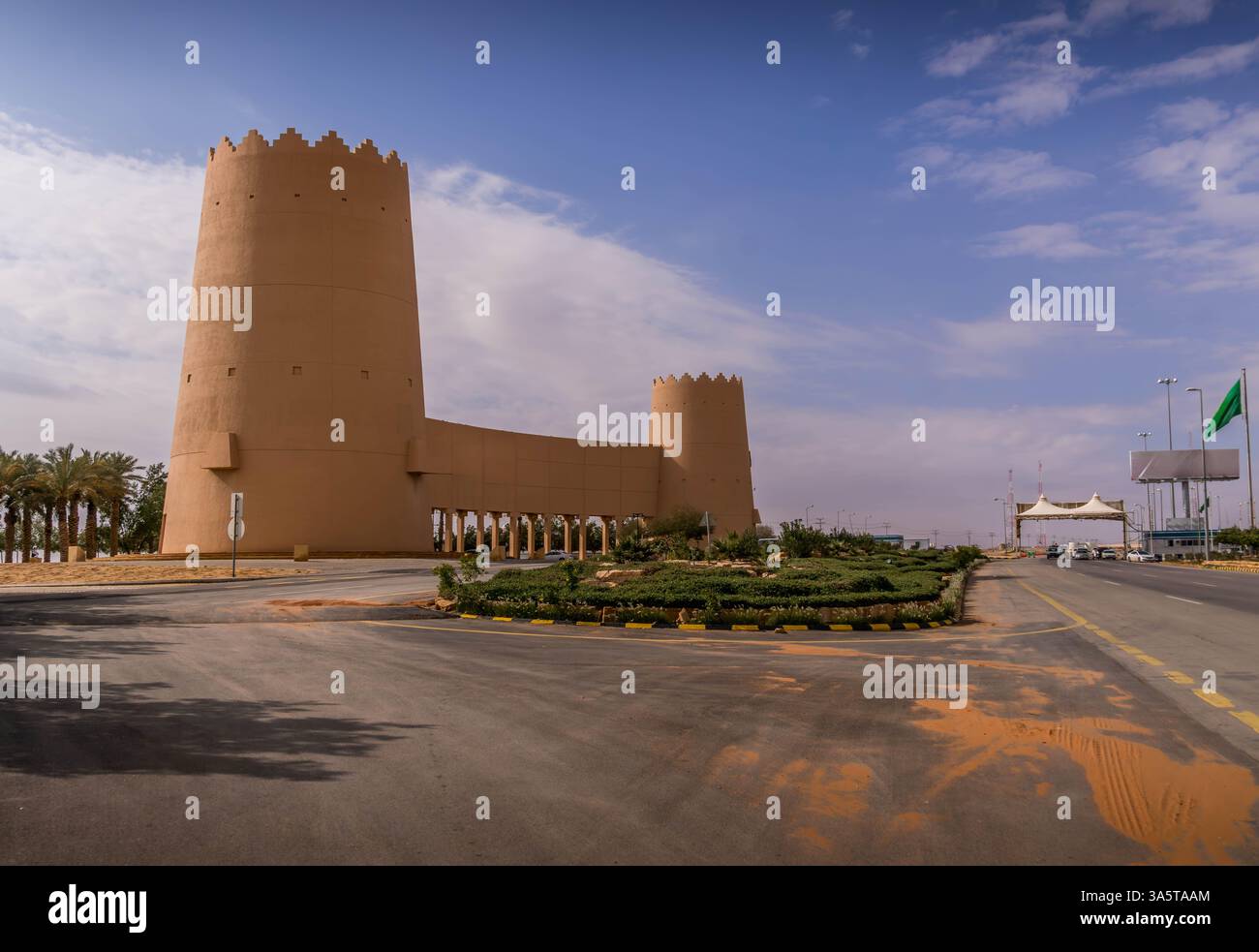 Panoramic view of Al Abtal Gate in Riyadh, Saudi Arabia: twin beige ...