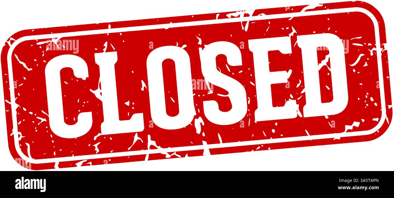 closed stamp. closed rectangular sign isolated on transparent ...