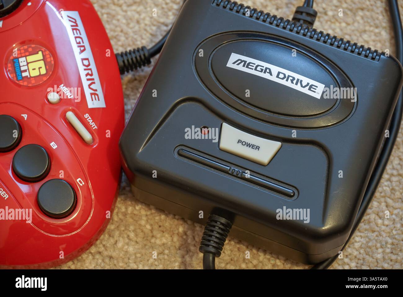 Retro mini games console Sega Mega Drive. 16 Bit video game tech ...