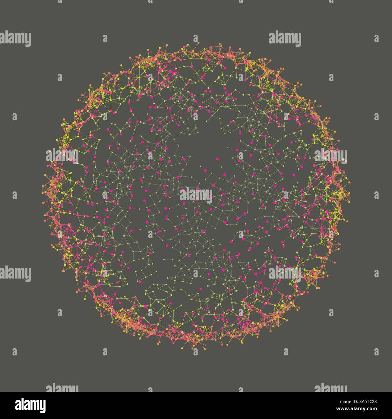 Scientific illustration with connected lines and dots. Luminous ...