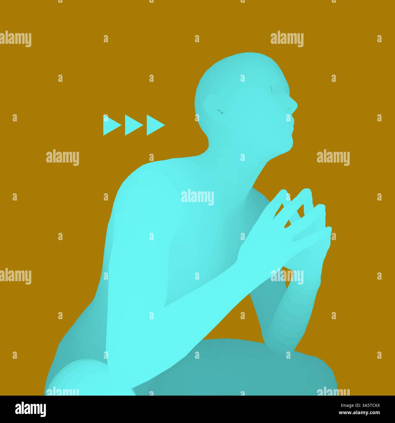Man in a Thinker Pose. 3D Model of Man. Business, Science, Psychology ...