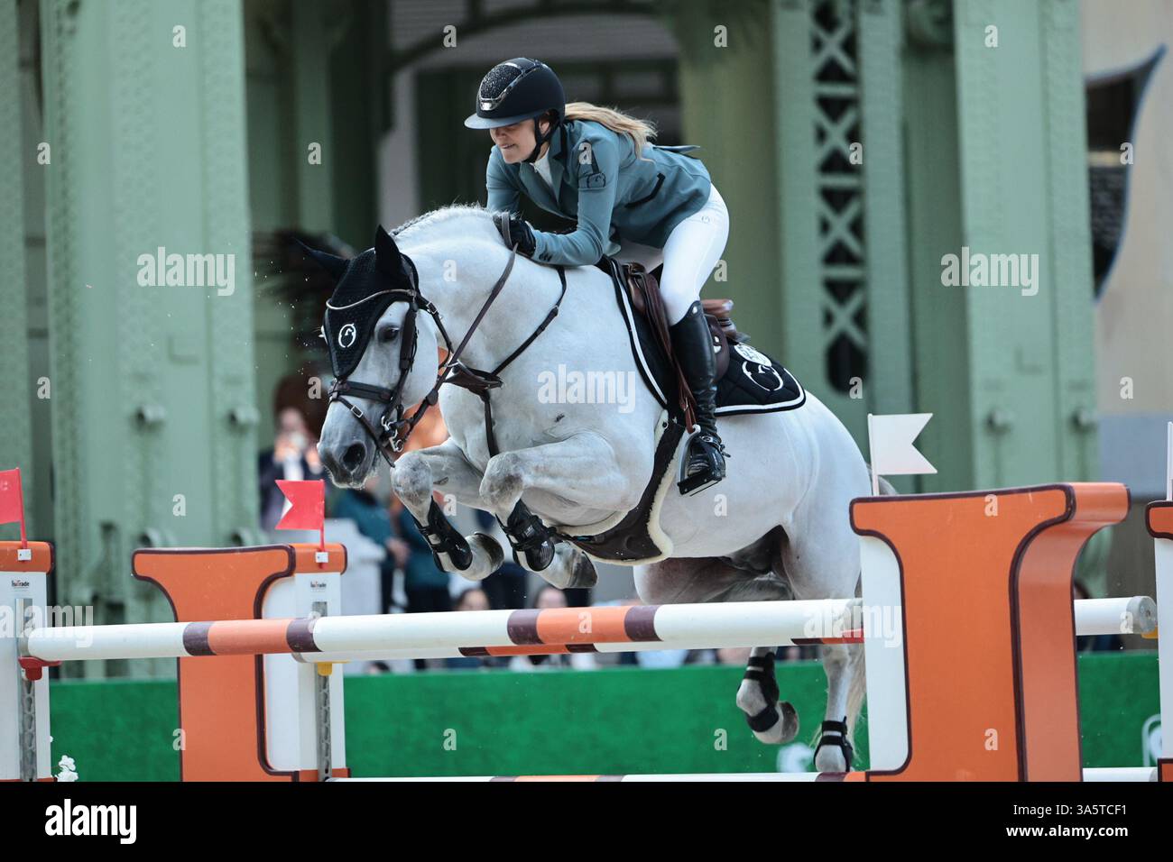 Ines JOLY of France with Imposant van de renger during the Grand Prix ...